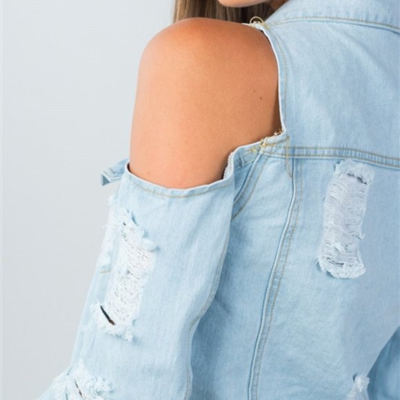 Jackets & Coats | Cold Shoulder Denim Jacket | Poshmark